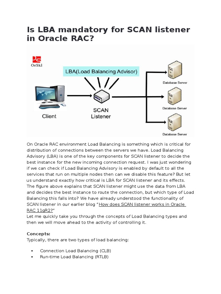 Is LBA Mandatory For SCAN Listener in Oracle RAC? | PDF | Load Balancing (Computing) | Oracle ...