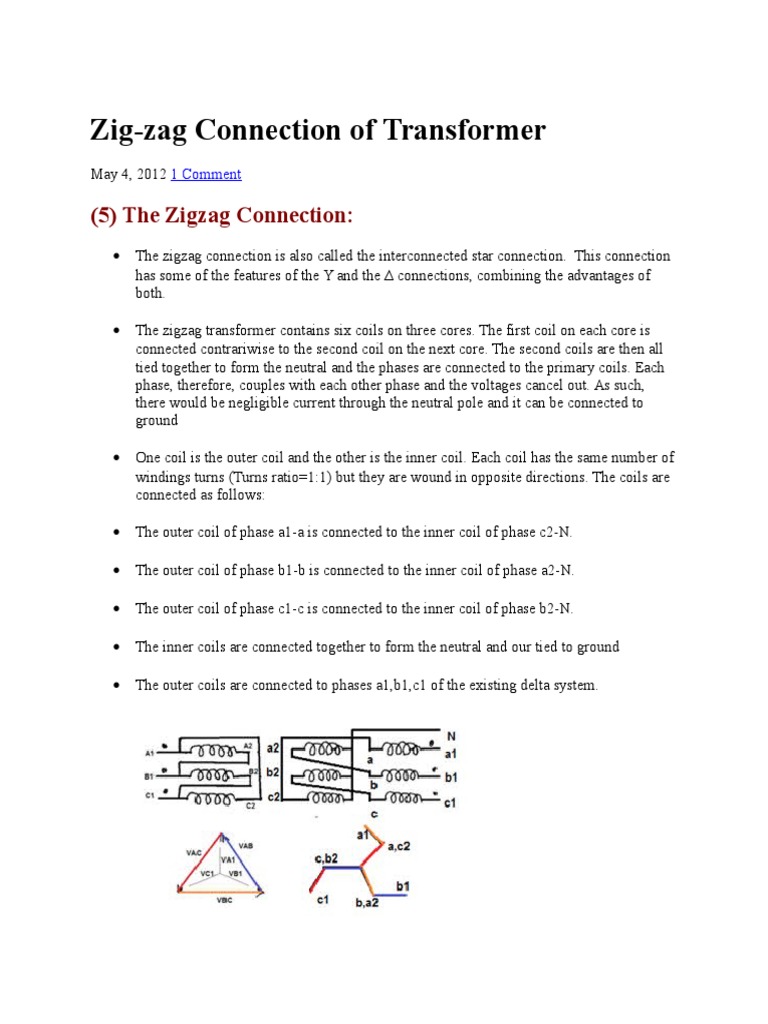 Zig-Zag Connection of Transformer | PDF | Transformer | Components