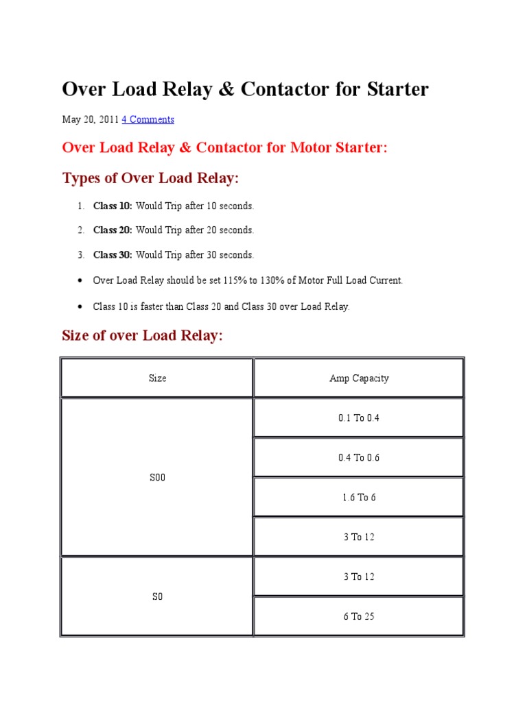 Overload Relay & Contactor | PDF | Relay | Electricity