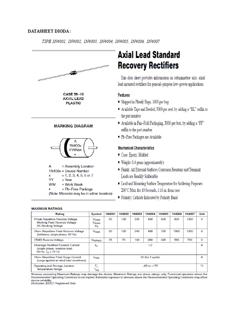 Datasheet Dioda | PDF