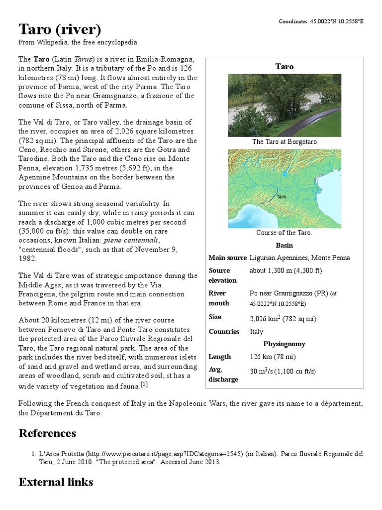 Taro River: Italy's Natural Gem | PDF | Travel | Foreign Language Studies