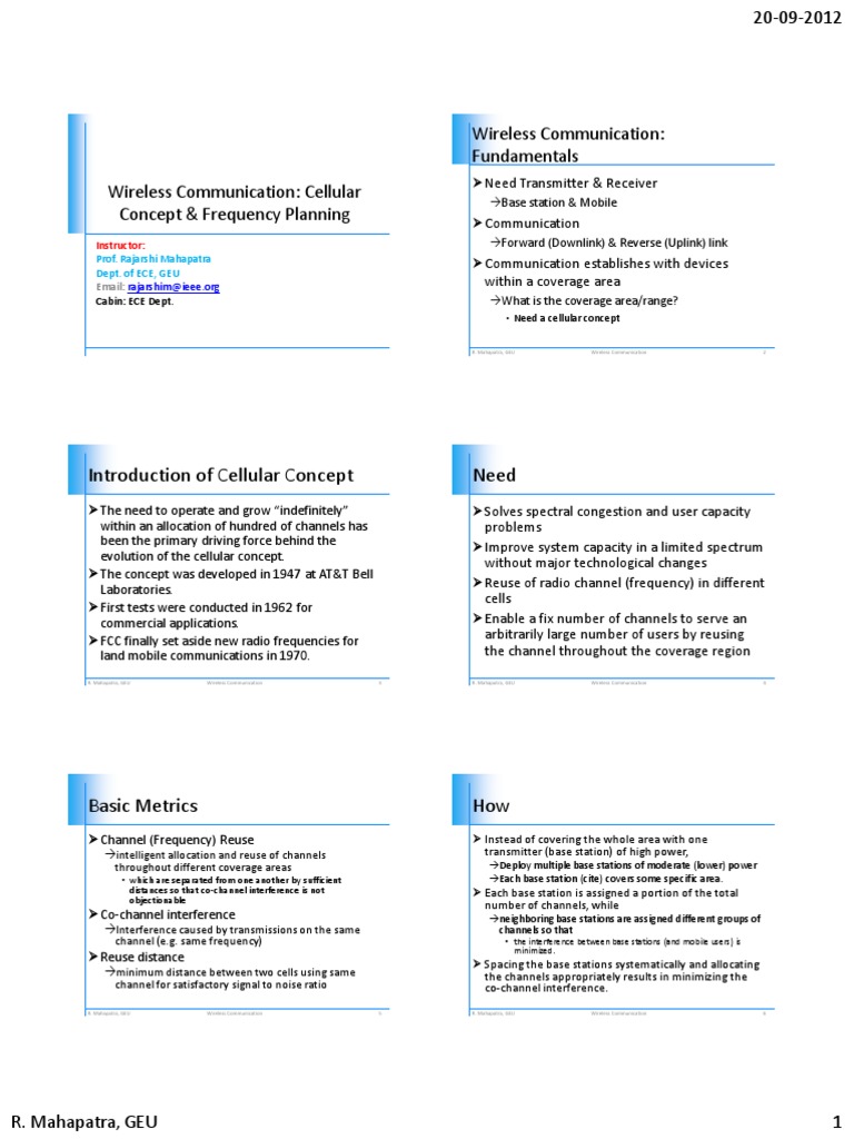 Wireless Communication: Fundamentals: Introduction of Cellular Concept Need | PDF | Cellular ...