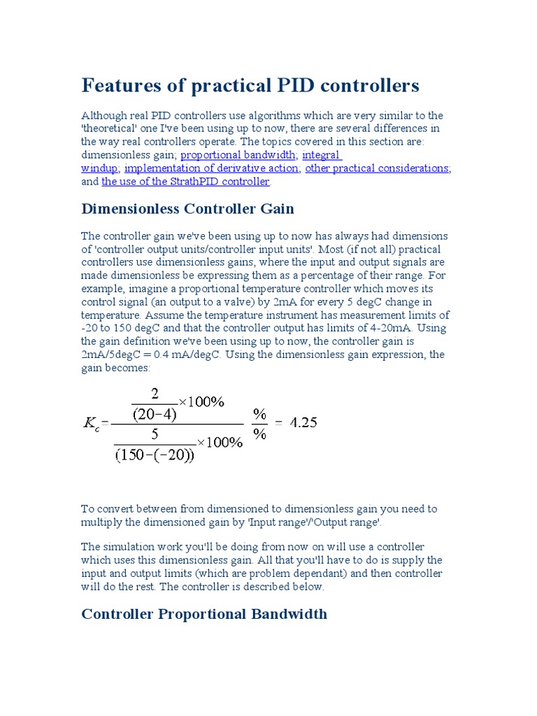 Features of Practical PID Controllers | PDF | Derivative | Filter ...
