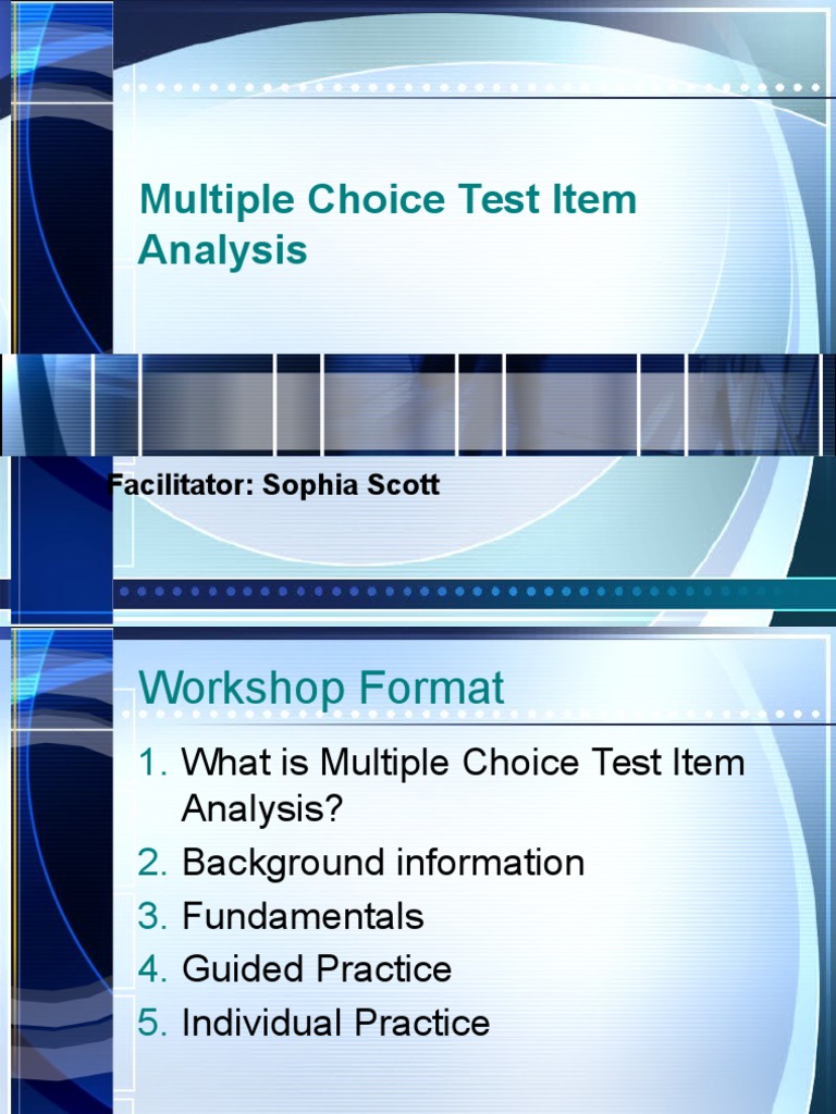 Multiple Choice Test Item Analysis | Multiple Choice | Weighted ...