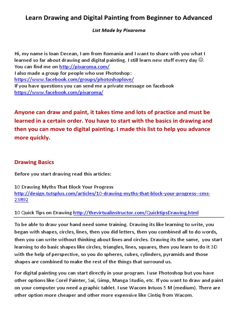 Digital Drawing Basics for Beginners | PDF | Drawing | Paintings