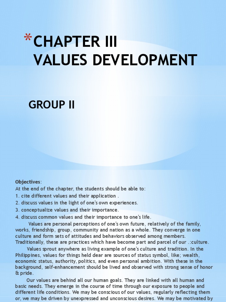 VALUES DEVELOPMENT | Self Actualization | Self Esteem