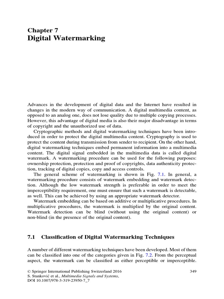 7.1 Classification of Digital Watermarking Techniques | PDF ...