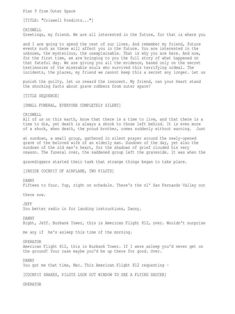 Plan 9 from Outer Space Script | PDF | Nature