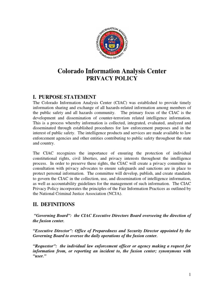 CIAC Privacy Policy | PDF | Privacy | Personally Identifiable Information
