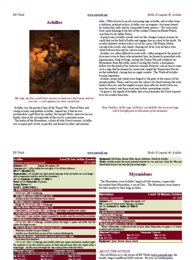 Achilles: EN World Myths & Legends #1: Achilles | PDF | Achilles ...