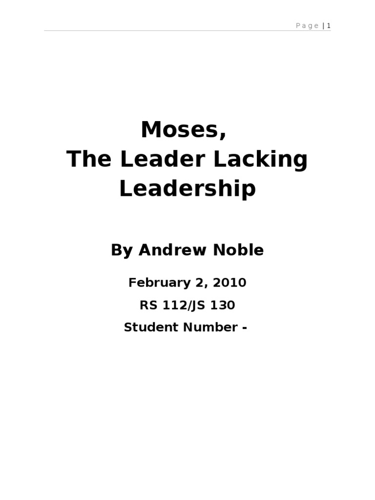 Moses A Leader Lacking Leadership | PDF | Moses | Book Of Exodus