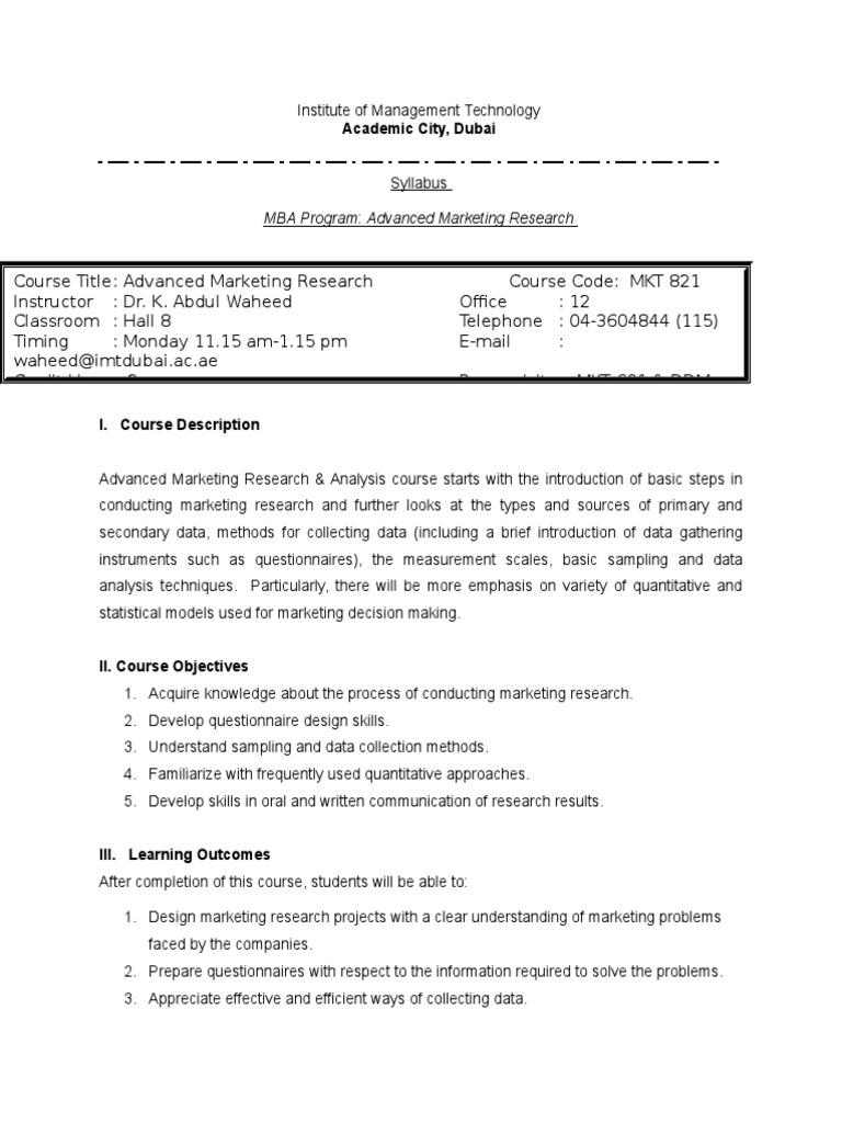 Advanced Marketing Research Revised | PDF | Marketing Research ...