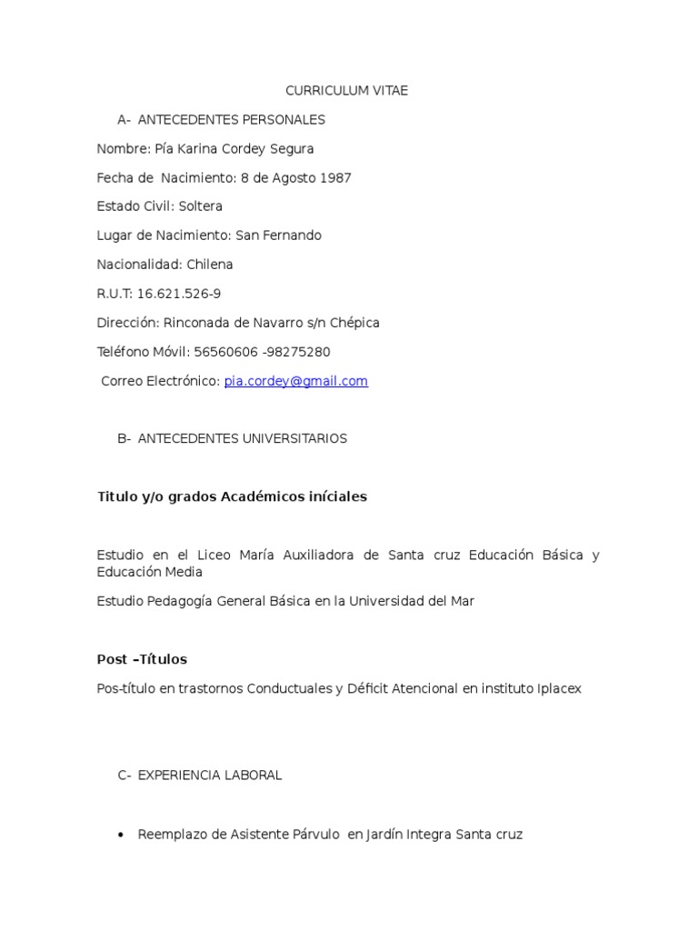 Curriculum Vita1 | PDF | Aprendizaje | Modificación de comportamiento