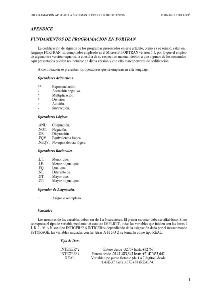 Fundamentos de Programacion Fortran | PDF | Número complejo | Archivo de computadora