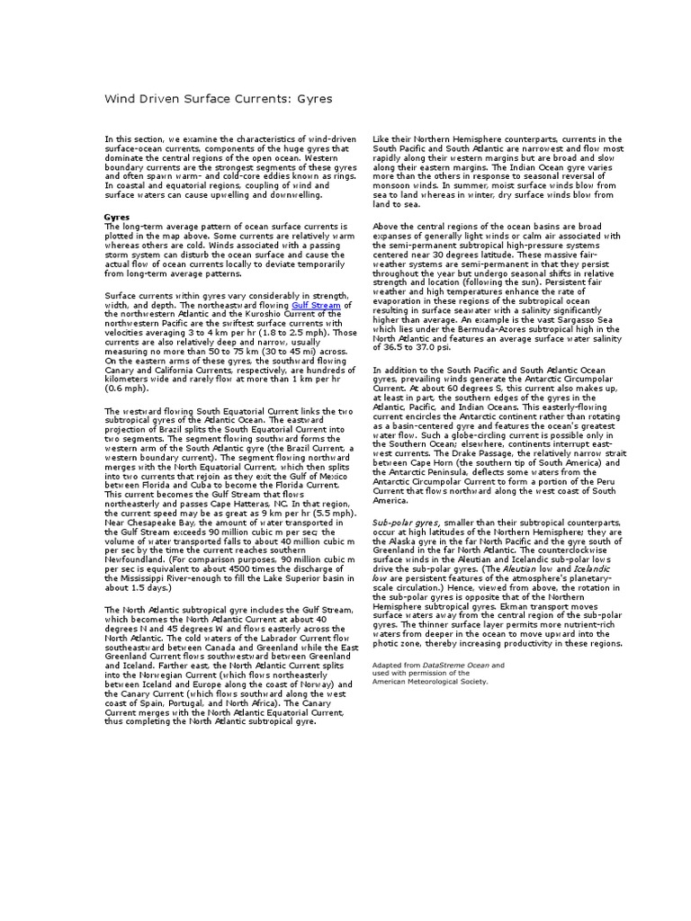 Wind Driven Surface Currents | PDF | Atlantic Ocean | Pacific Ocean