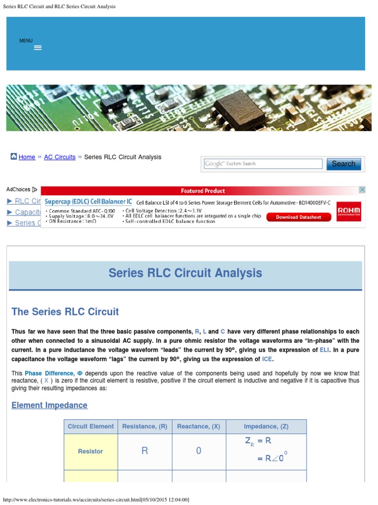Series RLC Circuit and RLC Series Circuit Analysis | PDF | Electrical ...