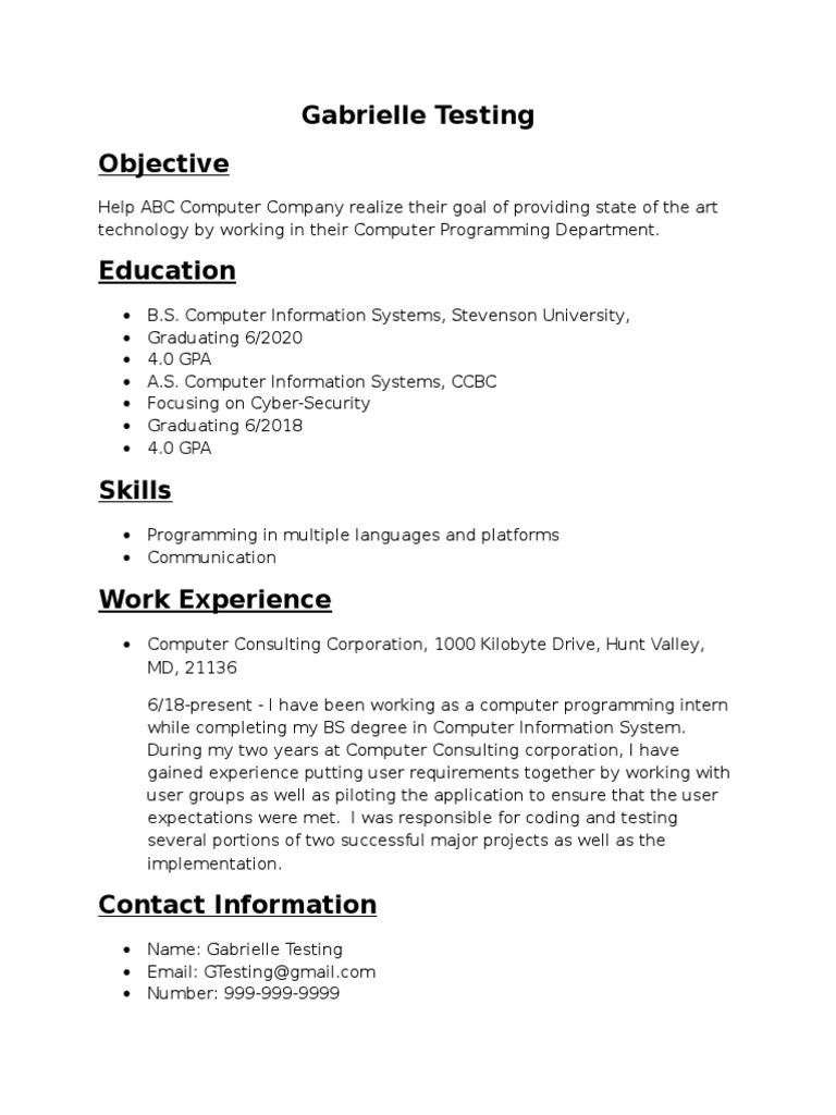 Csit101 Assignment7 Resume | PDF