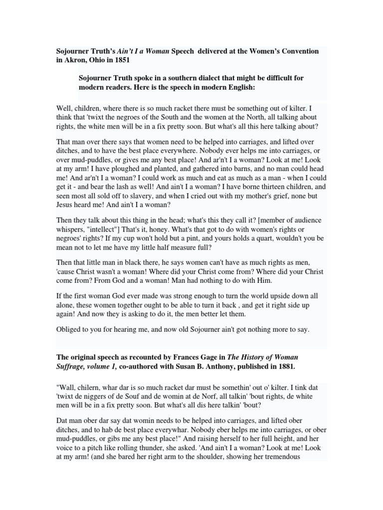 Aint I A Woman | Download Free PDF | Women's Rights | Discrimination ...