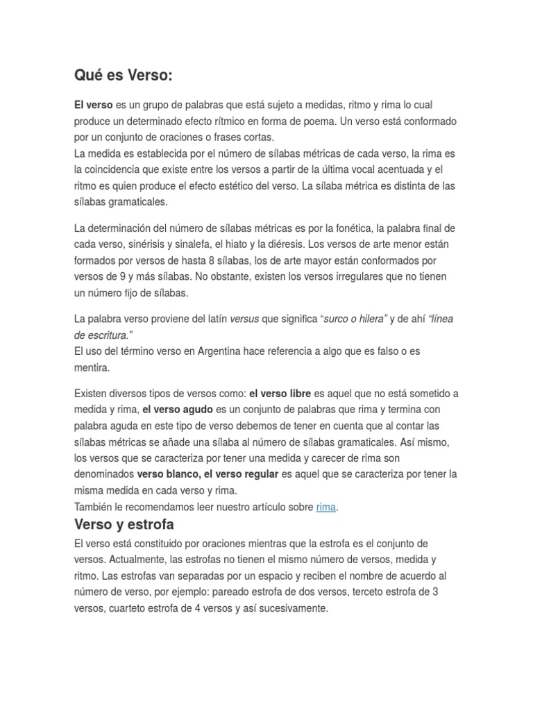Qué Es Verso | PDF