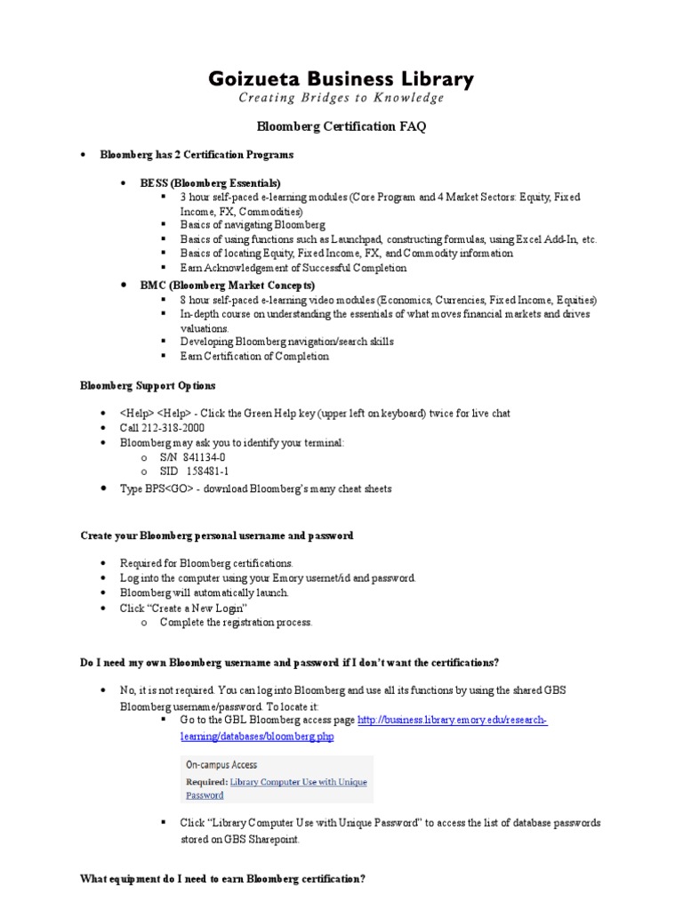 Bloomberg FAQ 2 Certificate Programs | PDF | Bonds (Finance ...