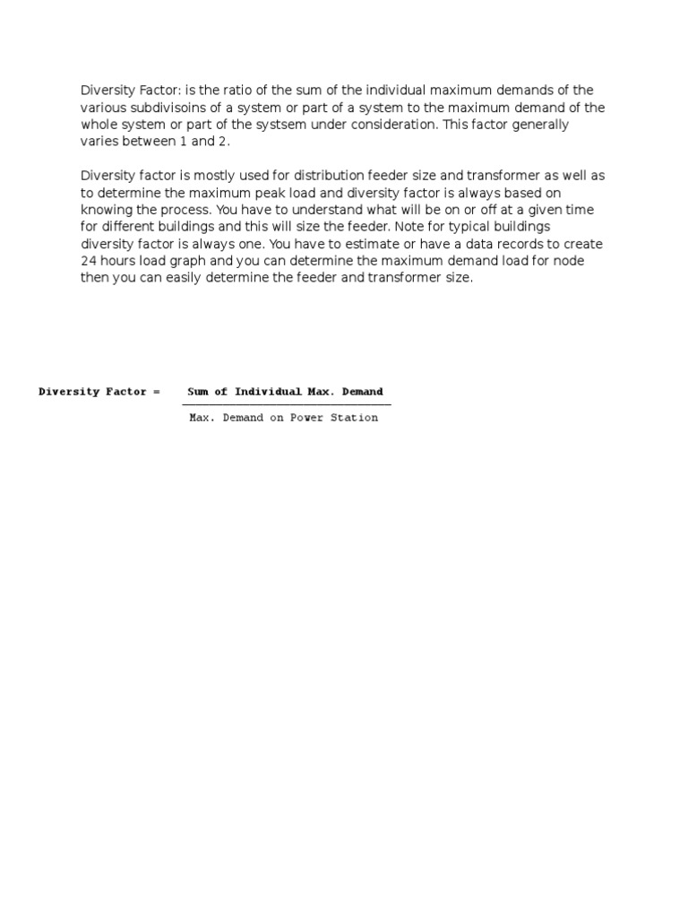 Diversity Factor | PDF