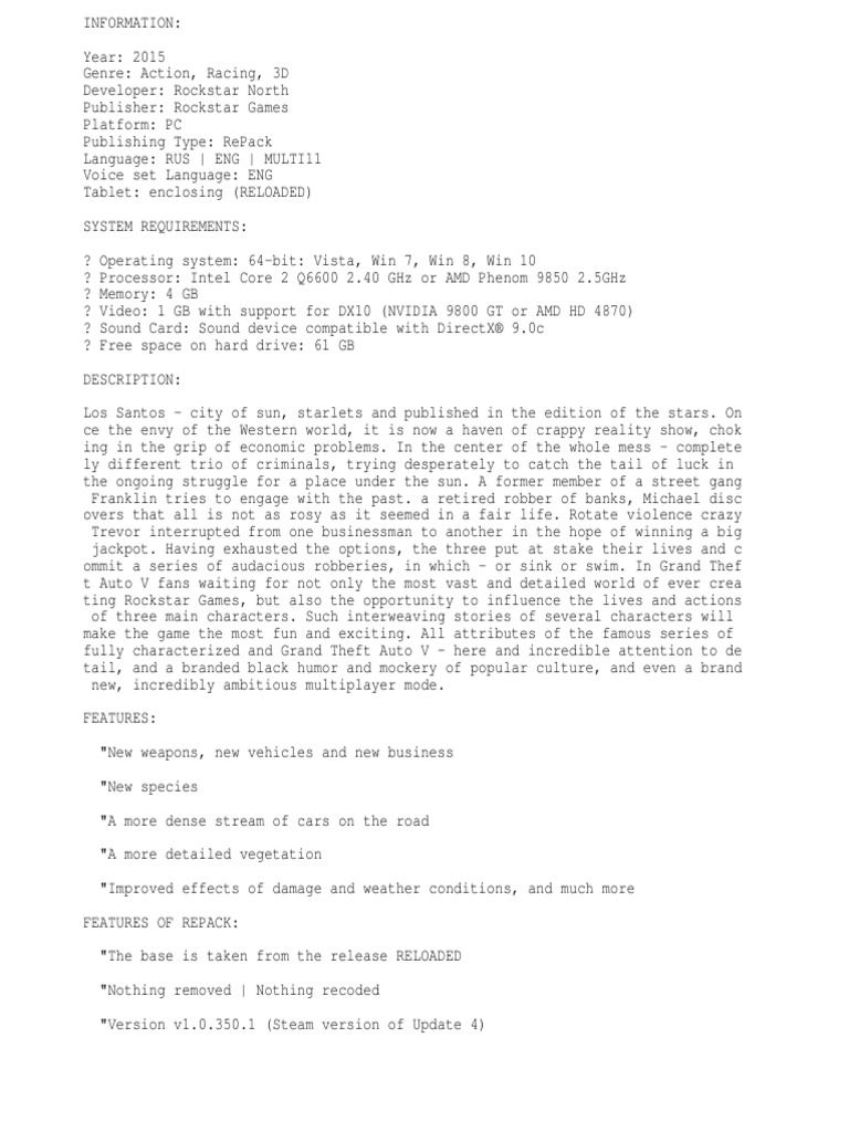 System Requirements GTA 5 | PDF | Advanced Micro Devices | Computer ...