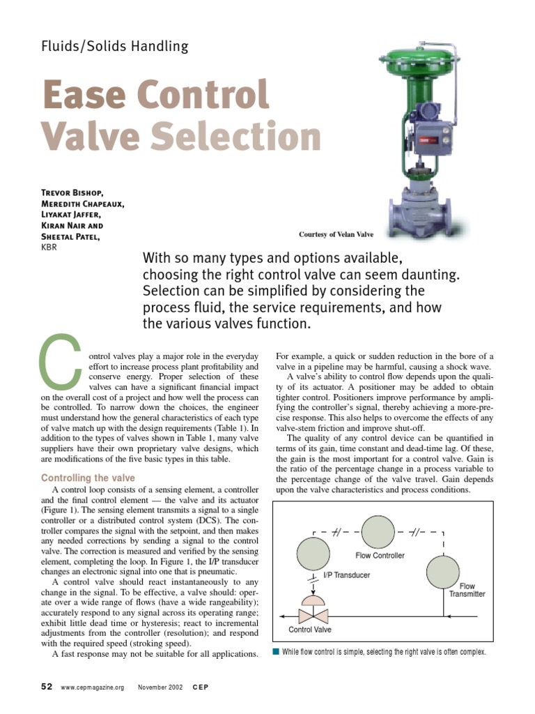 Valve Selection | PDF | Valve | Wear