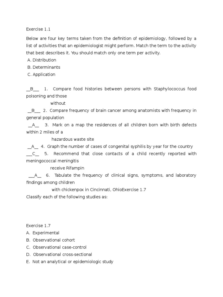 Analysis of Epidemiological Studies and Disease Classification | PDF ...