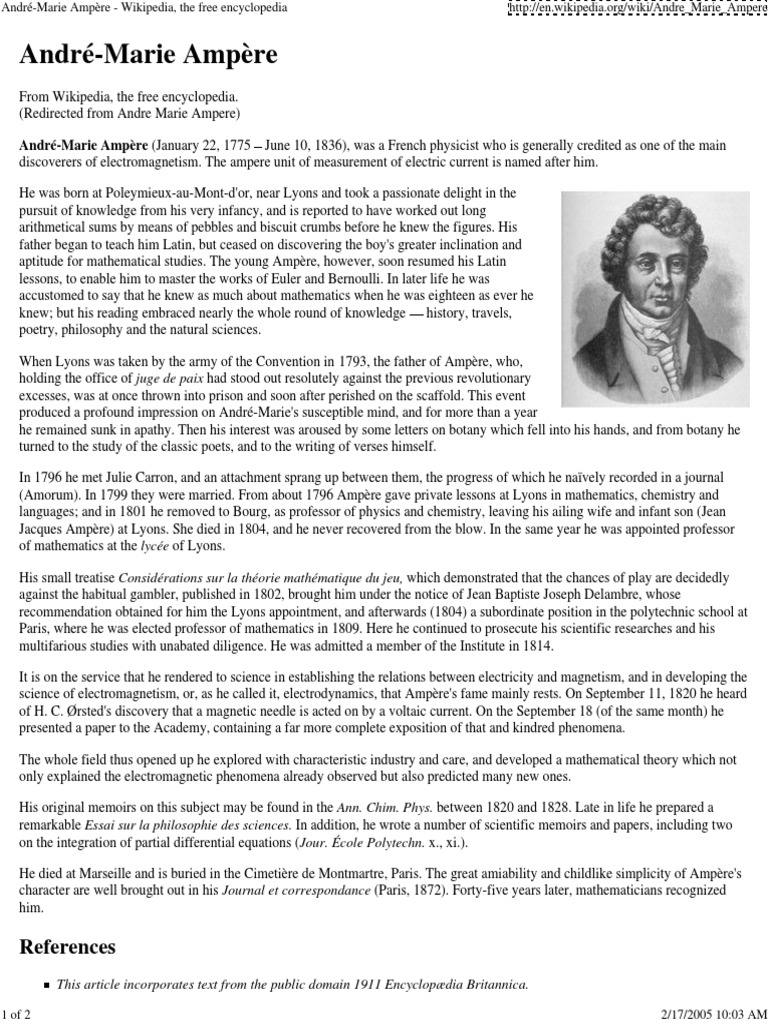 André Marie Ampère | PDF | Electromagnetism | Force