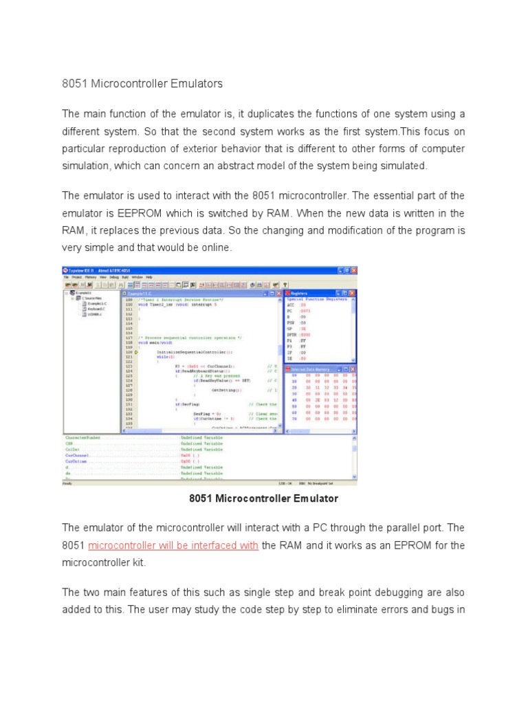 8051 Microcontroller Emulators | PDF | Emulator | Microcontroller
