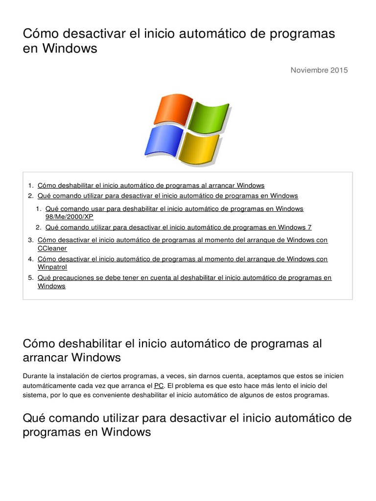Como Desactivar El Inicio Automatico de Programas en Windows 75 Nxf3oy ...