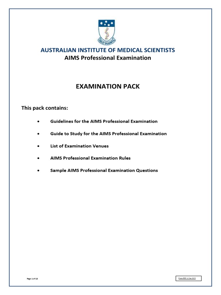 AIMS Professional Examination Pack | PDF | Blood Type | Staining