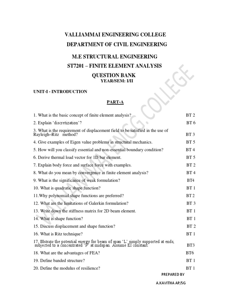 ST7201-Finite Element Method | PDF | Finite Element Method | Eigenvalues And Eigenvectors