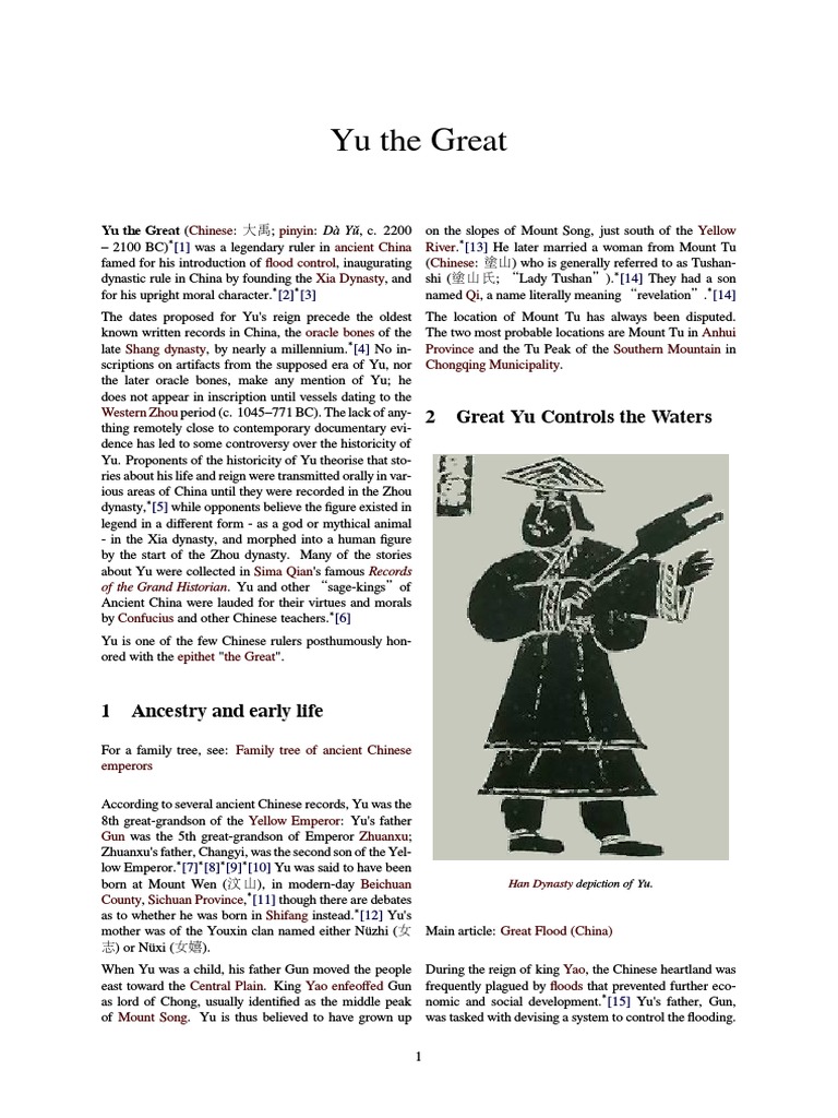 Yu The Great | PDF | East Asia | China