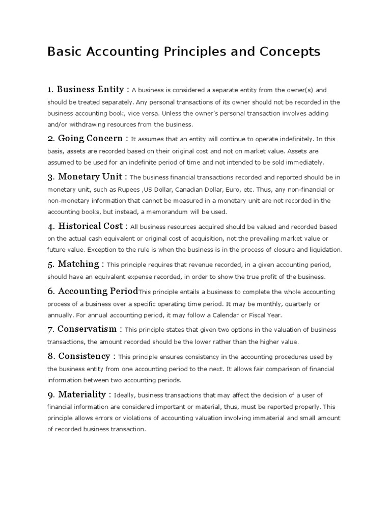 Basic Accounting Principles and Concepts | PDF | Financial Accounting ...