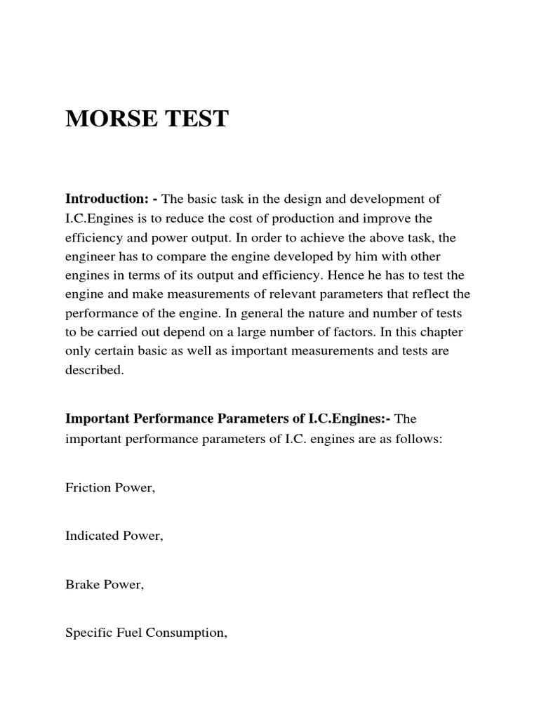 Morse Test Final | PDF | Internal Combustion Engine | Mechanical ...