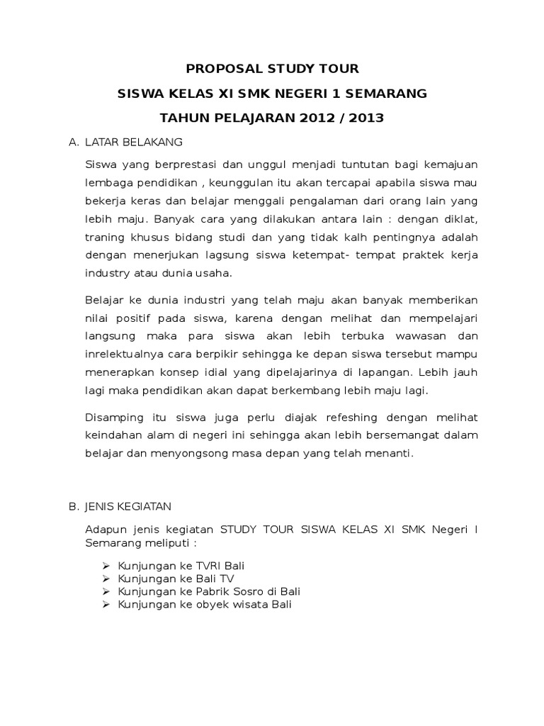 Proposal Study Tour | PDF