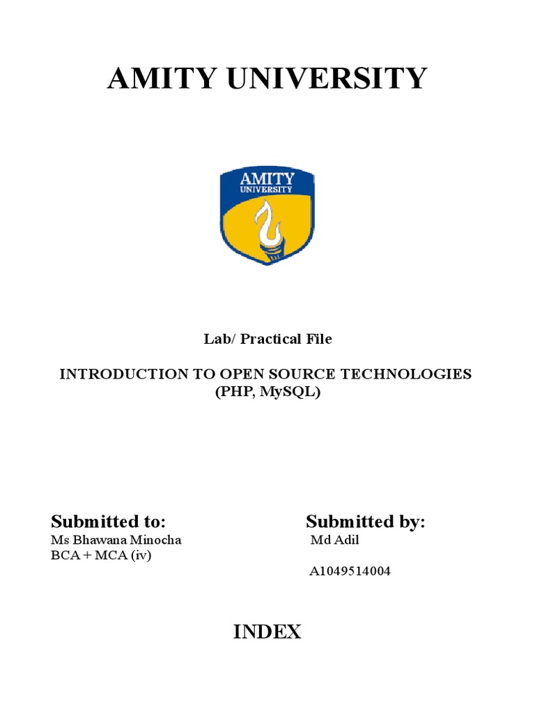 An Introduction To Php And Mysql A Lab File Documenting Php Scripts 6995
