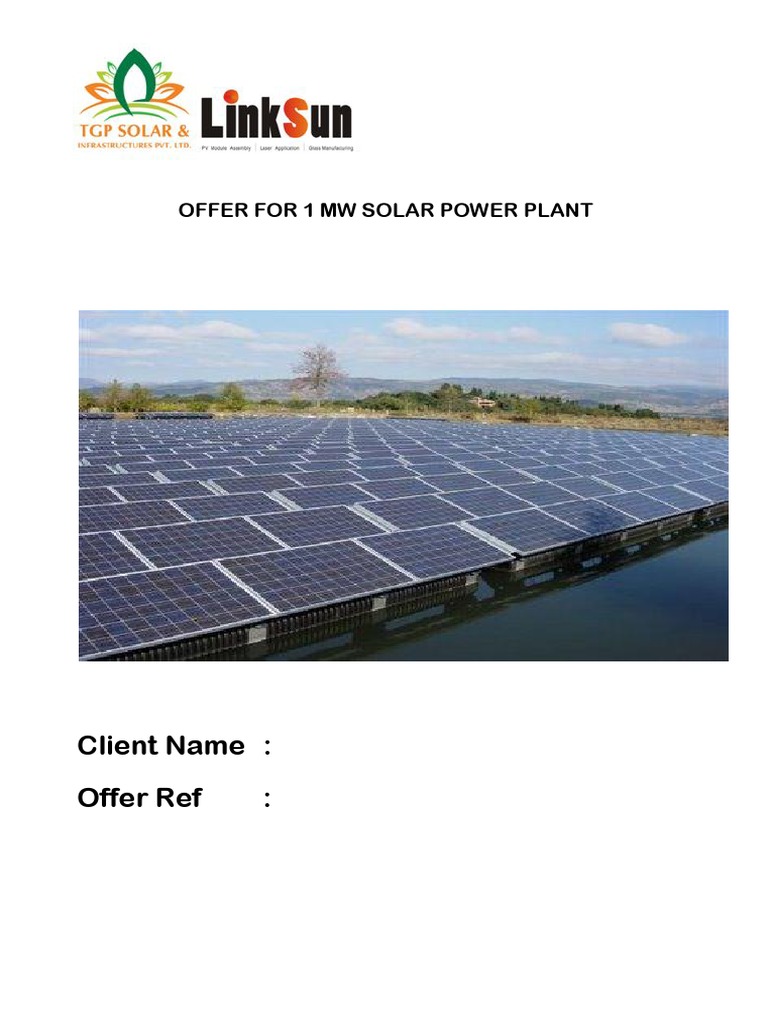 1 MWP SPP Techno Commercial Proposal PDF | PDF | Photovoltaics ...