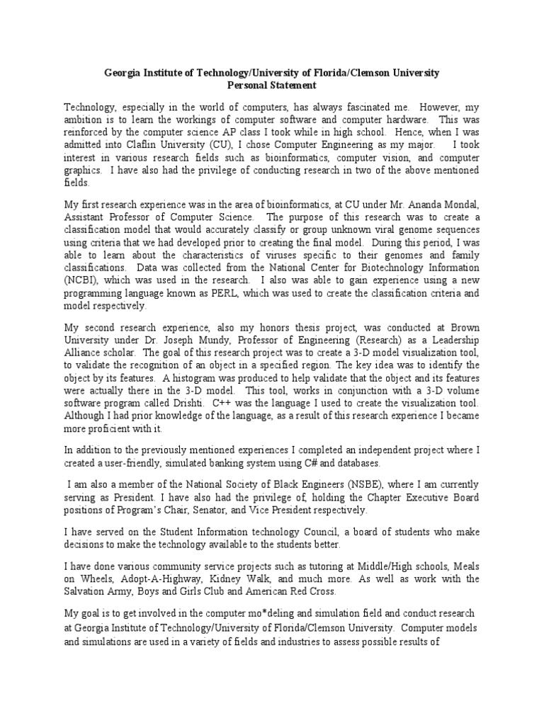 Personal Statement for Computational Science | PDF | Simulation ...