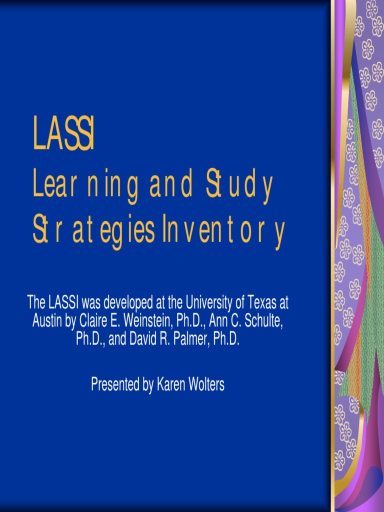 LASSI Presentation | PDF | Attitude (Psychology) | Motivation