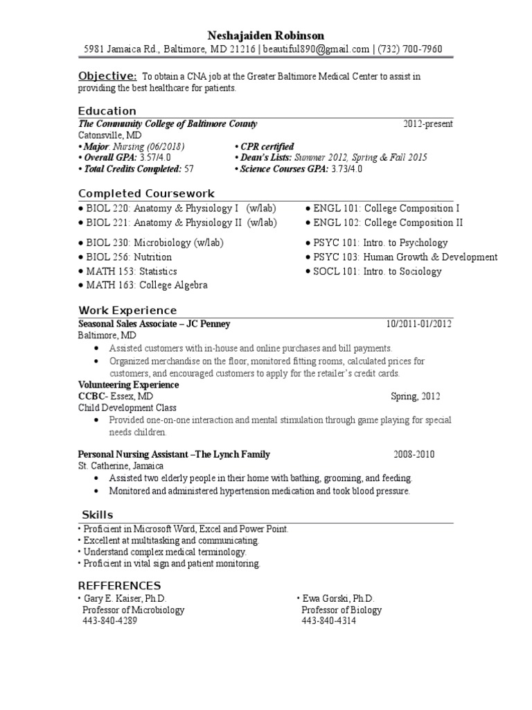 Kaydeshas Resume For Csit 101 | PDF