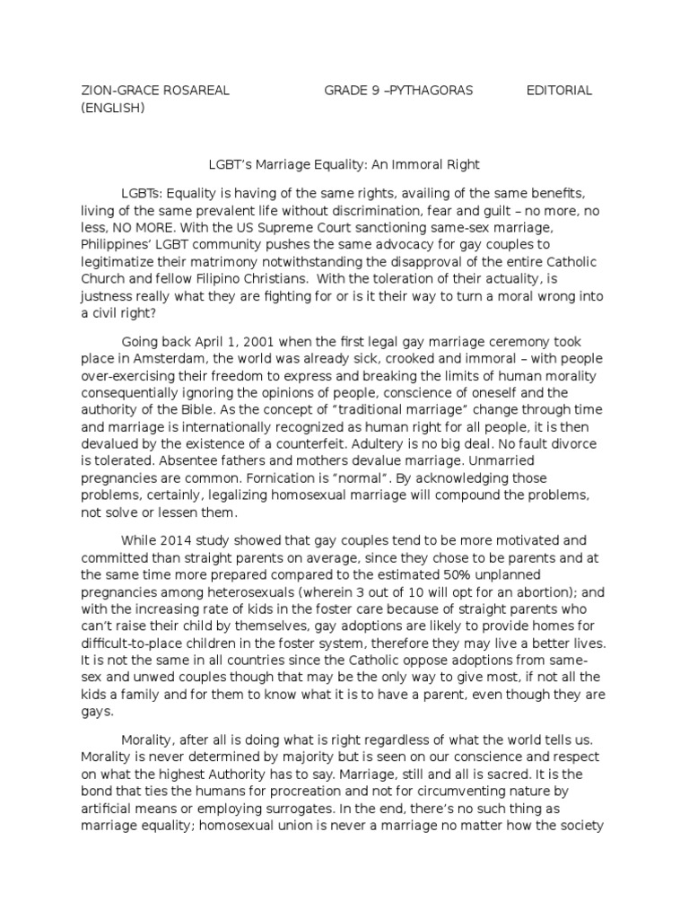 LGBT Rights (An Editorial Article) | PDF | Same Sex Marriage | Same Sex ...