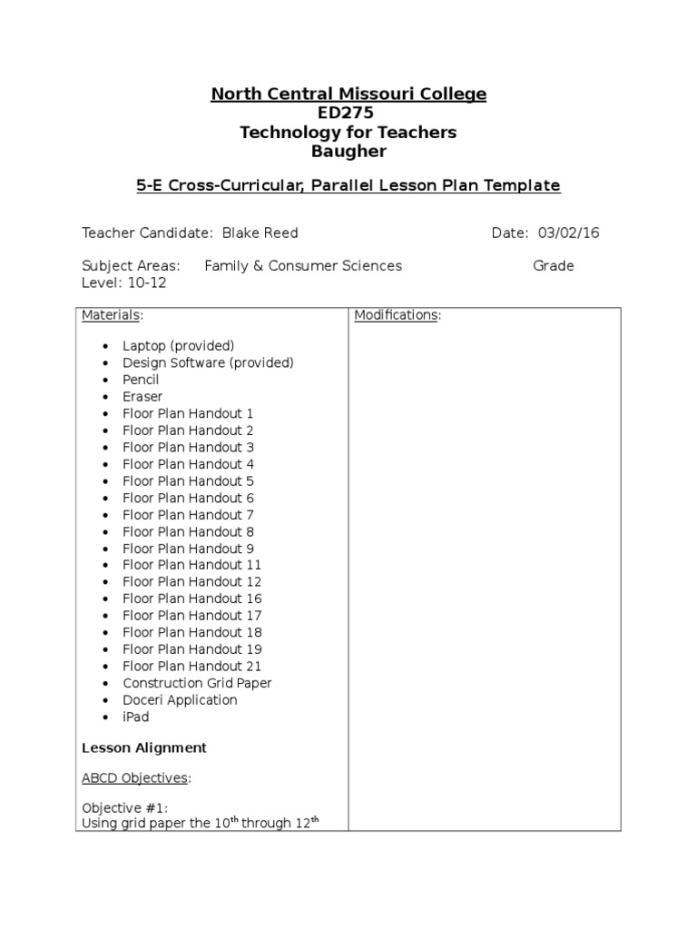 Ed275 5-E Cross Curricular Parallel Lesson Plan Template 2 | PDF ...