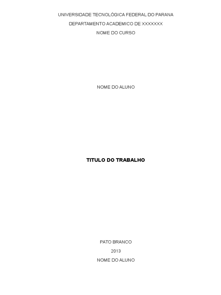 Modelo Trabalho Acadêmico ABNT-UTFPR | PDF