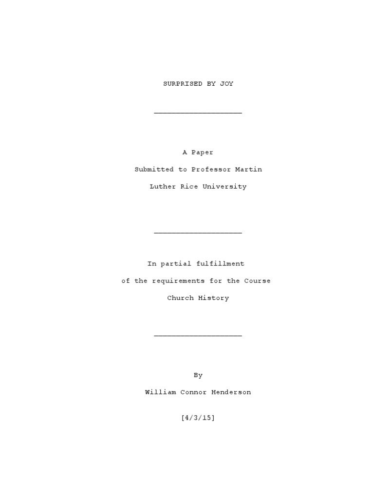 Surprised by Joy: Commentary | PDF | C. S. Lewis | God