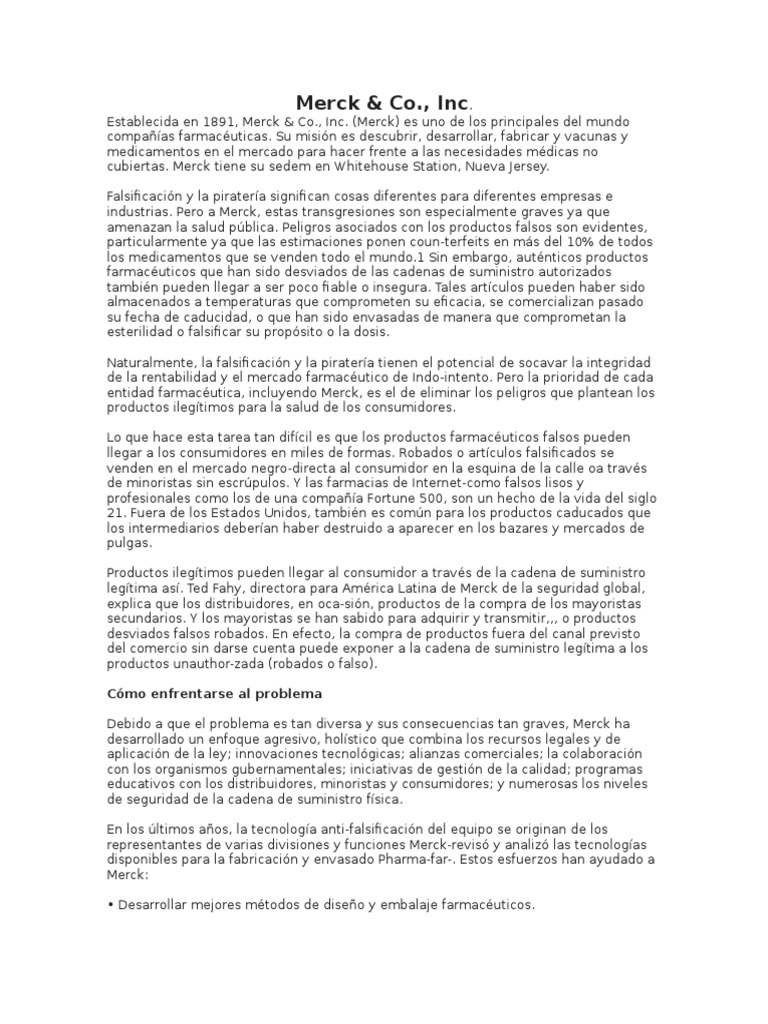Caso Merck | PDF | Farmacia | Industria farmacéutica