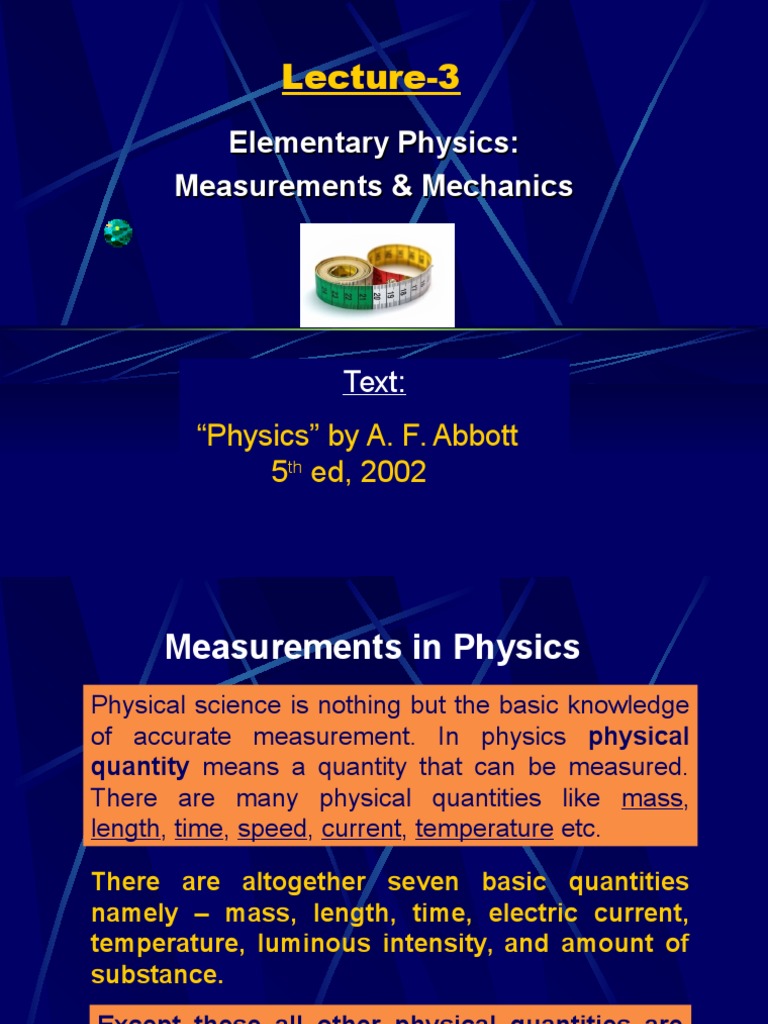 An Introduction to Fundamental Concepts in Physics: Measurements, Units ...