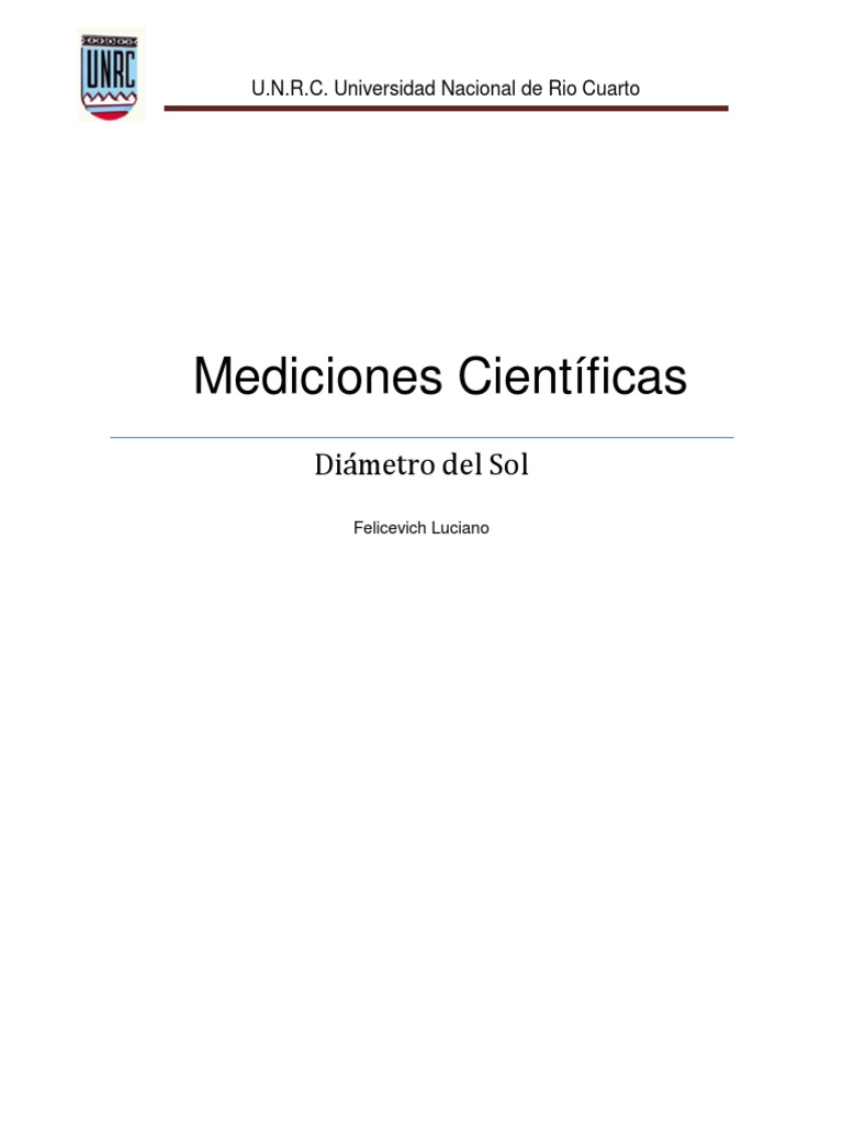 Calculo Del Diámetro Del Sol | PDF | Dom | Medición