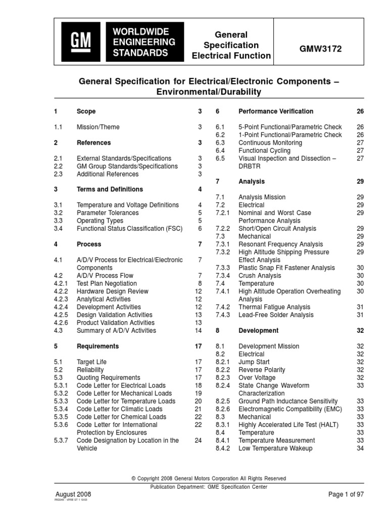 GMW3172 GM Worldwide Engineering Standards | Download Free PDF | Power ...